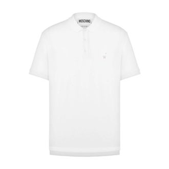 Moschino Besticktes Motiv wei&szlig;es Poloshirt - - Tops - Herren - Wei&szlig; - 3XL