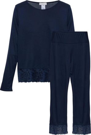 Hanro Femme, V&ecirc;tements de nuit et de d&eacute;tente, Bleu, Taille: 36 FR Ensemble de pyjama &agrave; manches longues Azelia