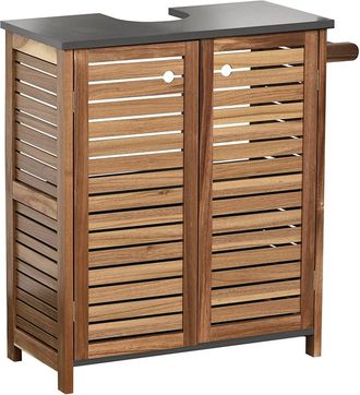 Evideco Tendance Element unter waschbecken akazie und MDF 2 t&uuml;ren + 1 einlegeboden + intergre handtuchhalter - Element