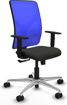 Piqueras y Crespo B&uuml;rostuhl mit Lendenwirbelst&uuml;tze, 1D-Armlehnen, ausgestattet mit 3 Positionen und Schneideschaum, mit Rollen von 65 mm, Nylon, Blau/Schwarz