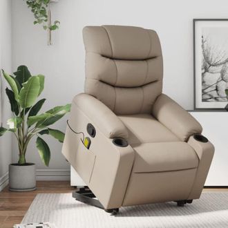vidaXL Massagesessel mit Aufstehhilfe Cappuccino-Braun Kunstleder Vidaxl