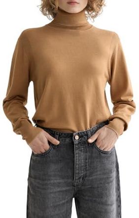 Scotch & Soda Womens Core Roll Neck Relaxed Pullover Sweater, Tobacco Melange, L