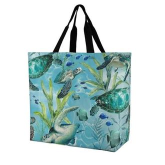Generic Tortue De Mer Bleue Sac Fourre Tout Grand Tote Bag Imperm&eacute;able Sac Cabas Pour Gym Shopping Voyage