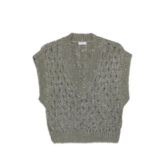 Brunello Cucinelli Sequin V-neck Knitted Vest