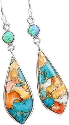 Generic Bijoux pour femmes Boucles doreilles crochet doreille pendantes en fausse turquoise, cadeau de bijoux fantaisie pour la Saint-Valentin compatible avec