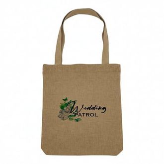 Fabulous Sac Shopping Tote Bag Aspect Lin - Wedding Patrol Wedding Blue Flowers - Sac de Courses Toile Epaisse 360g Beige Naturel Cabas Port&eacute; Epaule Solide Imp