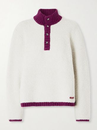 Aimé Leon Dore Pull En Chenille De Laine Mélangée À Appliqué Chalet - Gris
