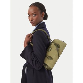 Calvin Klein Handtasche Calvin Klein Emblem Trio Suede Shoulder Bag LV04F3888G Dunkelgr&uuml;n