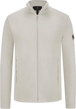 Belstaff Heavy-Strickjacke mit Zip und Logo-Aufn&auml;her am Arm in