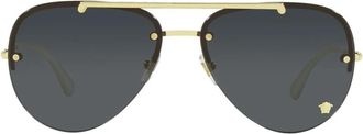 Versace Pilotenstil Sonnenbrille mit goldener Br&uuml;cke - - Accessories - unisex - Gelb - 60 MM