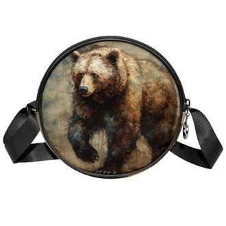 Generic Sac &agrave; bandouli&egrave;re rond pour femme, petit sac &agrave; bandouli&egrave;re vintage avec fermeture &eacute;clair, bretelles r&eacute;glables, sac &agrave; main rond d&eacute;contract&eacute; pour femmes