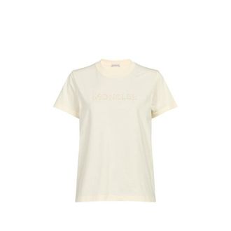 Moncler T-shirt uni &agrave; logo brod&eacute; en coton