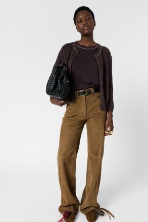 Gerard Darel Gilet en lin m&eacute;lang&eacute; - LORYS - Marron