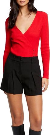 Morgan Pullover, lang&auml;rmlig, Wickelkragen, Rot, Gr&ouml;&szlig;e L