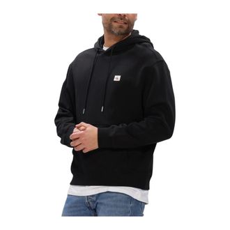 Calvin Klein Cotton Terry Badge Hoodie - - Sweatshirts & Hoodies - Herren - Schwarzk - M