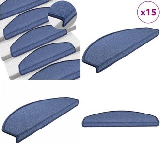 vidaXL 15 Stk. Treppenmatten Blau 65 x 24 x 4 cm - Treppenmatten - Treppenl&auml;ufer - Trittschutz - Rutschfeste Matte - Stufenmatte - Home & Living