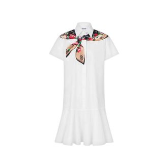 Moschino Femme, Robes, Blanc, Taille: 38 FR Robe Chemise Imprim&eacute;e en Popeline de Coton Stretch