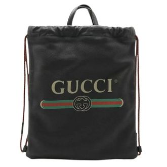Gucci Pre-owned Leder Print Kordelzug Rucksack Schwarz - - Pre-owned - Damen - Schwarzk - ONE SIZE