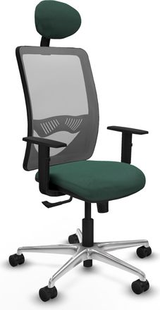 Piqueras y Crespo Gr&uuml;ner B&uuml;rostuhl Zulema mit 1D-Armen, h&ouml;henverstellbarer Lendenwirbelst&uuml;tze und festem Kopfteil, ausgestattet mit Sincro 3 Positionen und Schneidescha