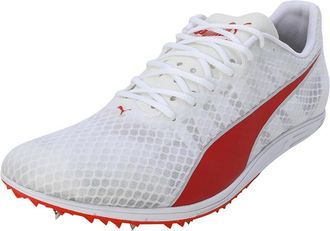 Puma Men Evospeed Distance 11 Track and Field Shoe, PUMA White-PUMA RED-METALLIC Silver, 42.5 EU