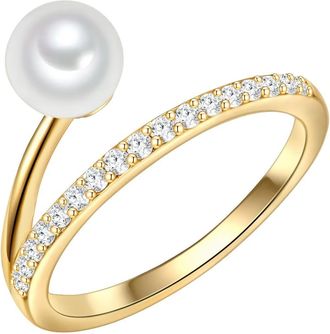 Valero Pearls Ring - Sterling Silber Ring Zirkonia S&uuml;&szlig;wasser-Zuchtperle - Gr. 50 - in Gold - f&uuml;r Damen