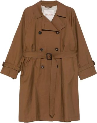 Max Mara Femme, Manteaux, Brun, Taille: 32 FR Trench-coat crois&eacute; en twill hydrofuge