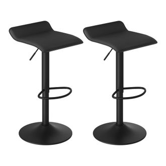 Woltu Barhocker 2er Set, H&ouml;henverstellbarer Barstuhl, 360&deg; drehbarer Bistrohocker mit Fu&szlig;st&uuml;tze, aus Kunstleder Metall, f&uuml;r Bar K&uuml;che Theke Caf&eacute;, Schwarz+Sc