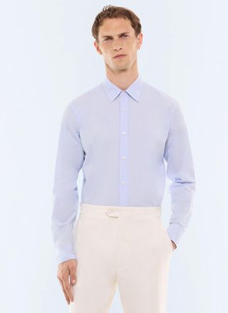 Fursac Chemise &agrave; rayures en popeline de coton - Taille 37 - Homme