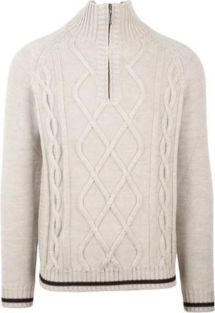 Alpha Studio Homme, Pulls, Beige, Taille: XL Lupetto Zip Intrecciato