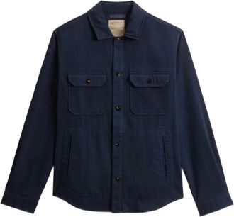 Woolrich Homme, Vestes, Bleu, Taille: 2XL Chemise Safari en M&eacute;lange de Lin