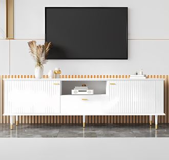 Generic TV-Schrank 170cm mit offenen F&auml;chern und Schubladen lowboard lackierte Strukturoberfl&auml;che Fernsehschrank Soft-Close-Scharniere f&uuml;r Wohnzimmer Schlafzi