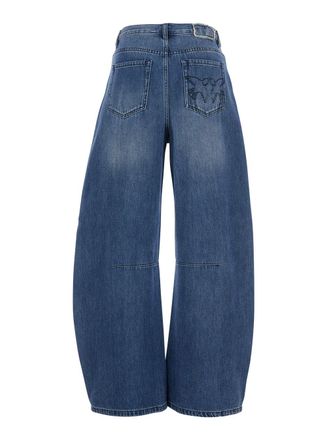 Pinko Womens Jeans With Bleach Effect Blue Cotton