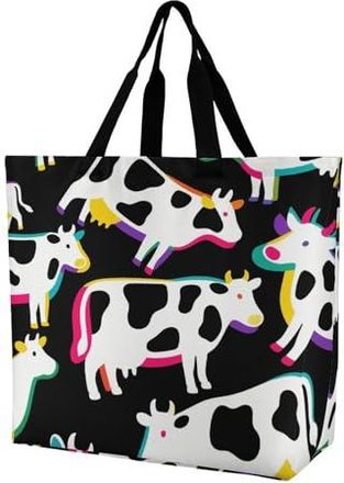 Generic Empreinte De Vache Sac A Main Femme D&eacute;contract&eacute; Tote Bag R&eacute;utilisable Sac A Main Femmes Pour Gym Quotidienne Voyage