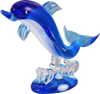 FOMIYES 1stk Delphin Aus Glas Meer Tier Figur Delfin Deko Figuren Miniatur- Tierfigur. Kristall- Delphin- Statue. Figurine Nautische Tisch Dekoration Meer Dek