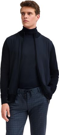 Bugatti Herren Strickjacke 7600-85571D Regular Fit Rei&szlig;verschluss Stehkragen Baumwolle bequem pflegeleicht vielseitig