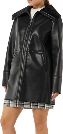 Comma Mantel aus Lederimitat mit Webpelz