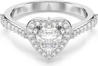 Swarovski Una Angelic Motivring, Verschiedene Schliffe, Herz, Wei&szlig;, Rhodiniert