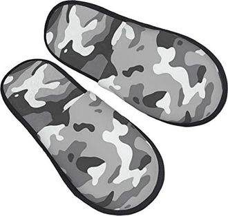 Generic Accueil Pantoufles Motif Camouflage Gris Lavables Pantoufles En Feutre L&eacute;gers Chaussons Invit&eacute;s Pour Homme Camping H&ocirc;tel M