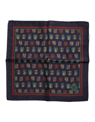 Dolce & Gabbana Mens Multicolor Medals Square Foulard Scarf Silk