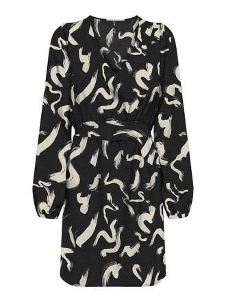 Only Damen Onlnova Life Elite L/S Siri Dress Kleid, Black/AOP:601 Faux Zebra, XS
