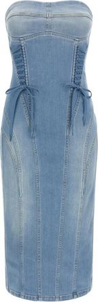 Elisabetta Franchi Femme, Robes, Bleu, Taille: 36 FR Denim Dress with Crossover Laces