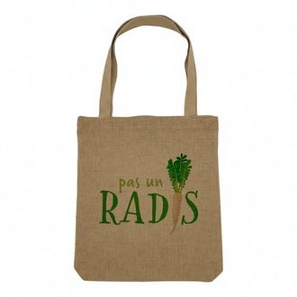 Fabulous Sac Shopping Tote Bag Aspect Lin - Pas un Radis Humour Argent L&eacute;gume Jardin - Sac de Courses Toile Epaisse 360g Beige Naturel Cabas Port&eacute; Epaule Solid