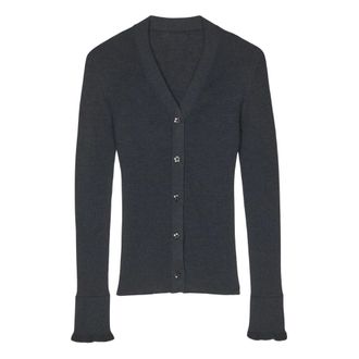 Cecilie Bahnsen Femme, Pulls, Gris, Taille: 38 FR Cardigan en m&eacute;rinos c&ocirc;tel&eacute;