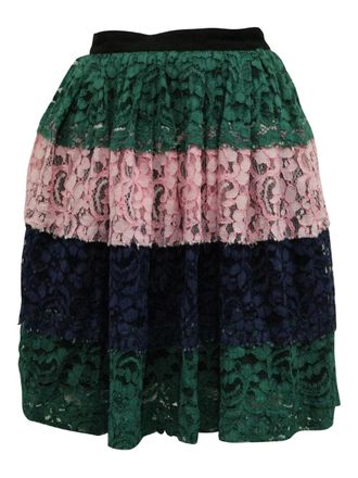 Msgm jupe courte &agrave; rayures - Vert