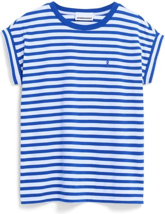 Armedangels Damen T-Shirt aus Bio-Baumwolle IDAARA Stripes Loose Fit White-Dynamo Blue