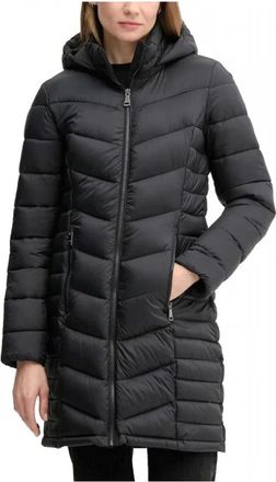 DKNY Dkny, Femme, Vestes, Noir, Taille: 38 FR Doudoune Midi avec Poches Lat&eacute;rales