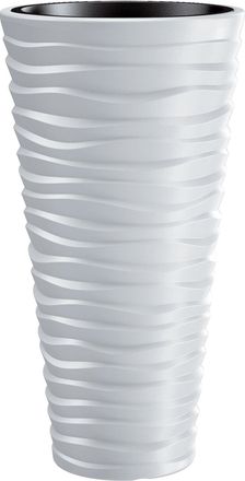 Prosperplast Runder Blumentopf, Hohe - Sand Slim - 34,5 cm - Weiß