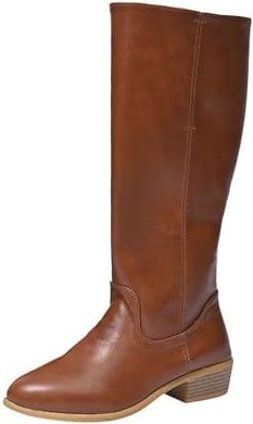 Generic Bottes montantes au genou pour femme - Bottes d&eacute;quitation larges - &Eacute;l&eacute;gantes - Couleur unie - Talon &eacute;pais - R&eacute;tro - Confortables - Antid&eacute;rapantes, mar