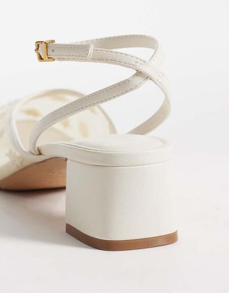 Aldo Aldo - Eliaa - Schuhe in Wei&szlig; aus Spitze mit Blockabsatz und Kn&ouml;chelriemen
