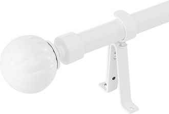 Nicetown Gardienenstange Ausziehbar 122-218 CM Weiß-Matt Vorhang Stange mit Runden Endstücken für Verdunkelungsvorhänge oder Transparente Gardinen, 1 Läufig, D